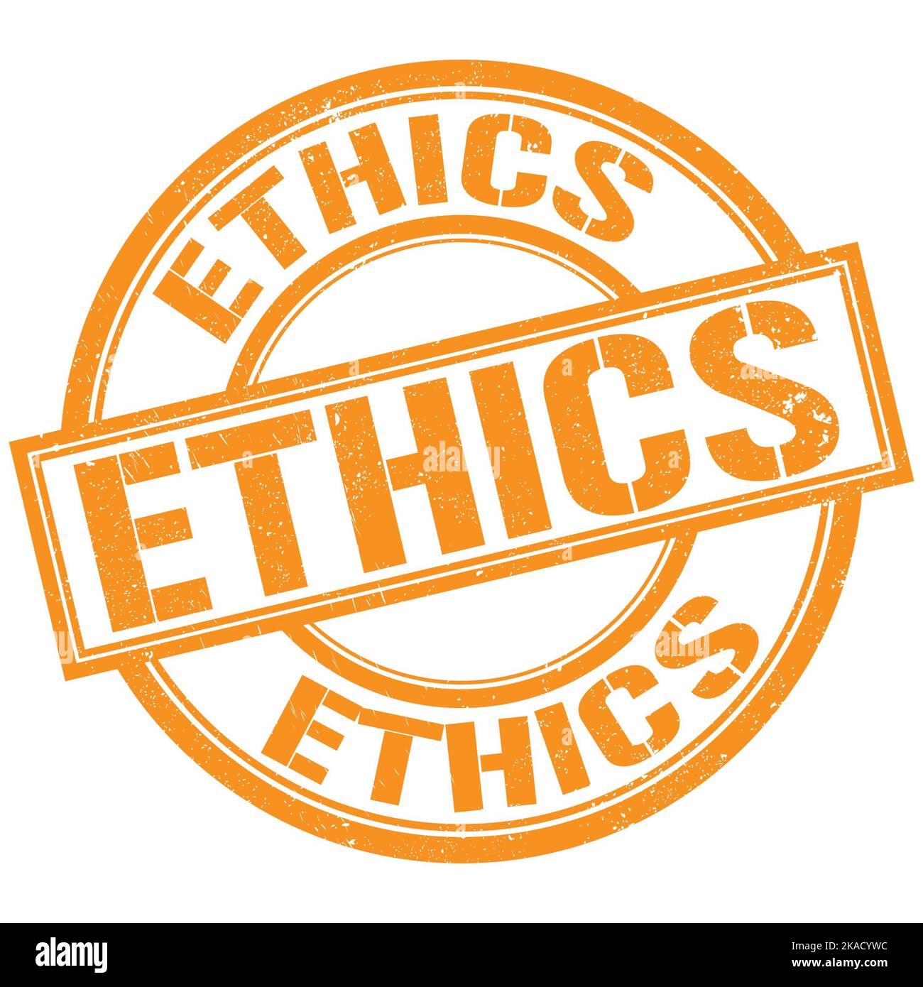 ETHICS text written on orange round stamp sign Stock Photo - Alamy