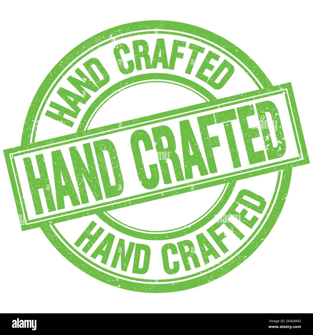 HAND CRAFTED text written word on green round stamp sign Stock Photo ...