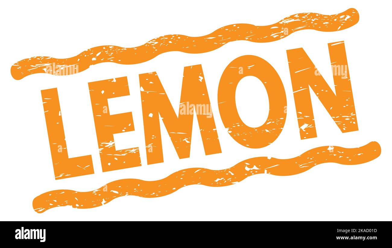 LEMON text written on orange lines stamp sign Stock Photo - Alamy
