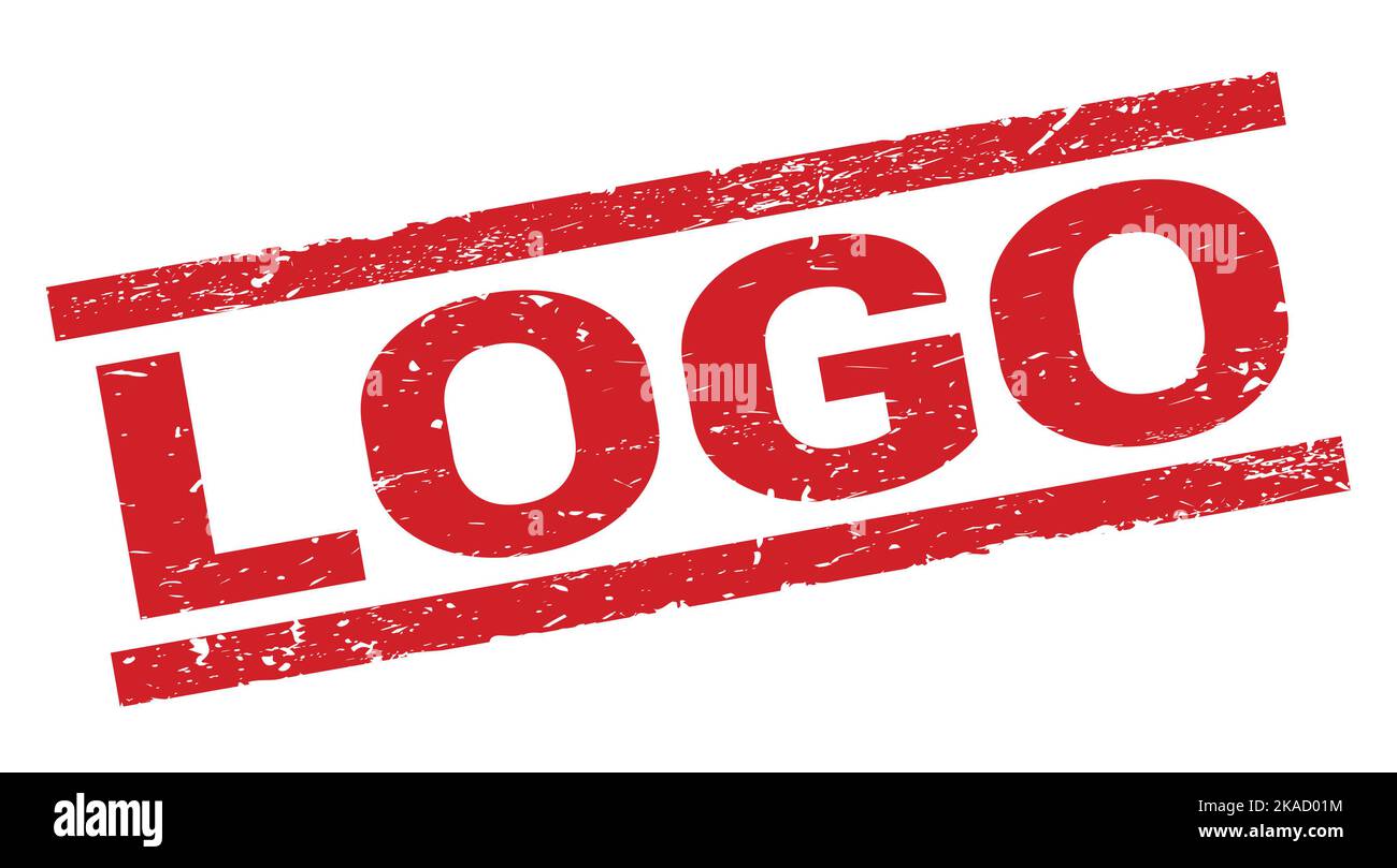 LOGO text written on red rectangle stamp sign Stock Photo - Alamy