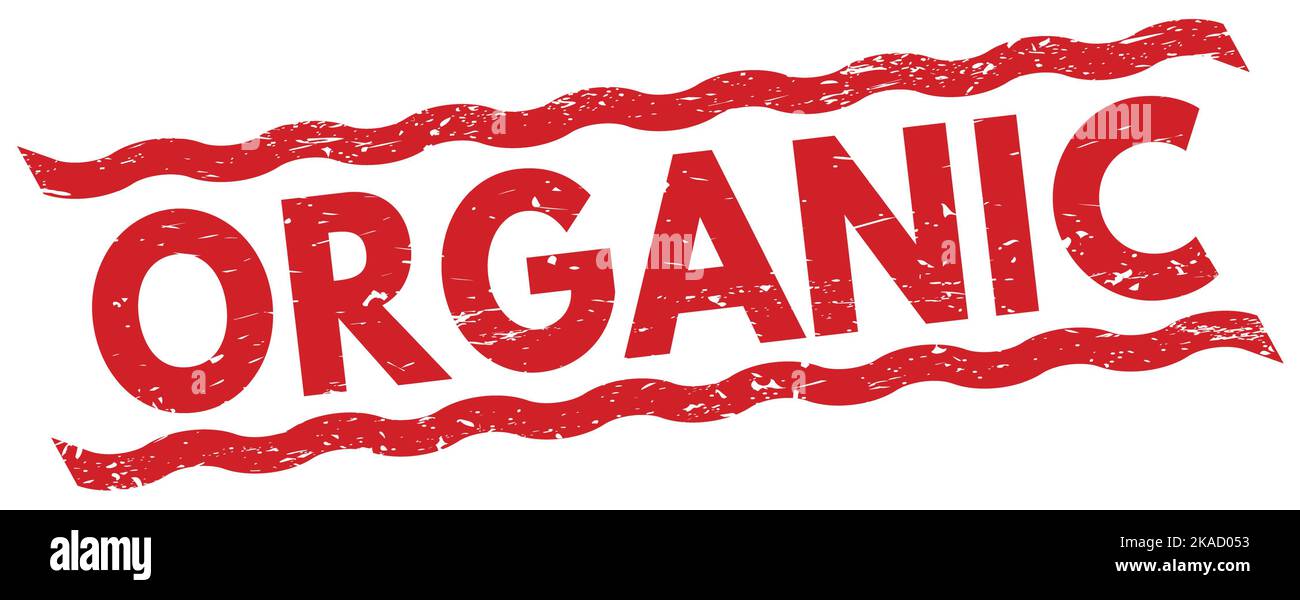 ORGANIC text written on red lines stamp sign Stock Photo - Alamy