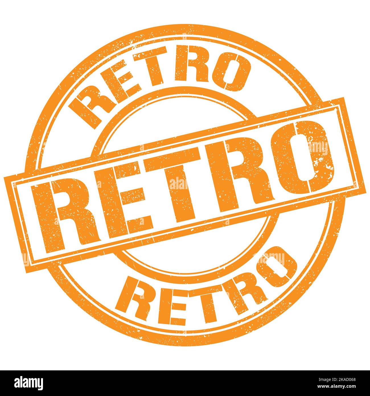 RETRO text written on orange round stamp sign Stock Photo - Alamy