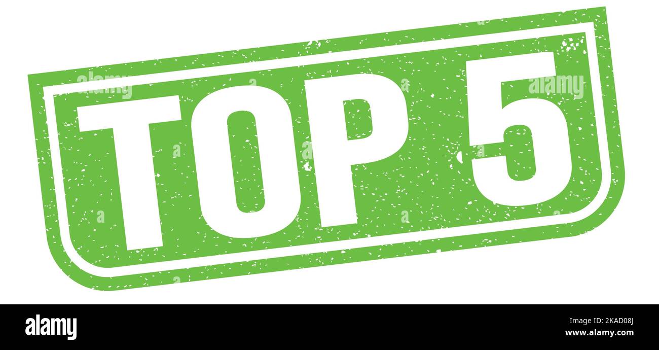 TOP 5 text written on green grungy stamp sign Stock Photo - Alamy