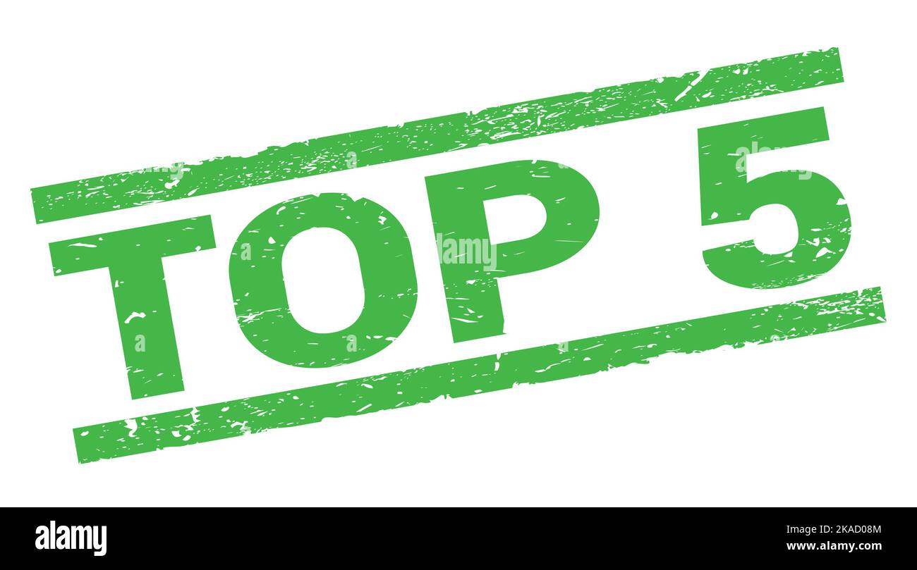 TOP 5 text written on green rectangle stamp sign Stock Photo - Alamy
