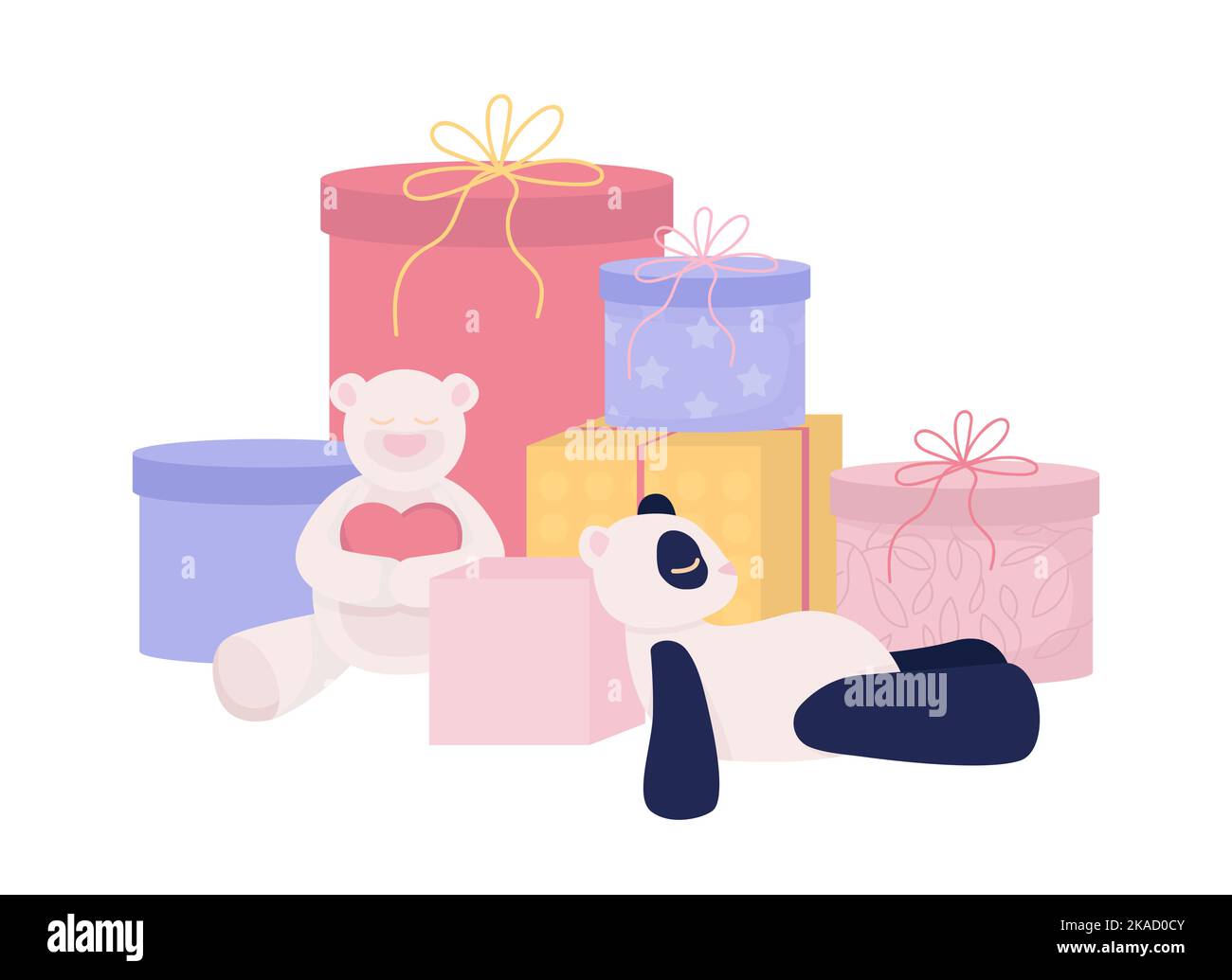 Kid birthday presents semi flat color vector object Stock Vector Image ...