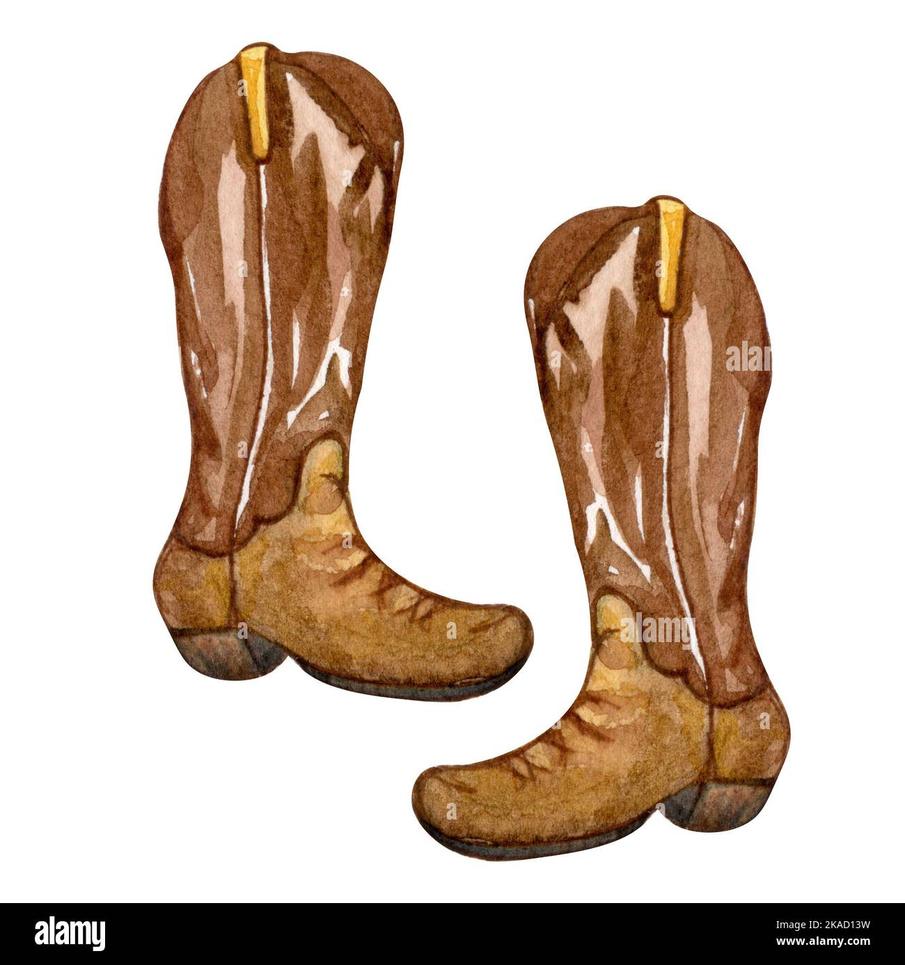 Watercolor western boots. Cowboy boot and sunflowers. Farmhouse rustic ...