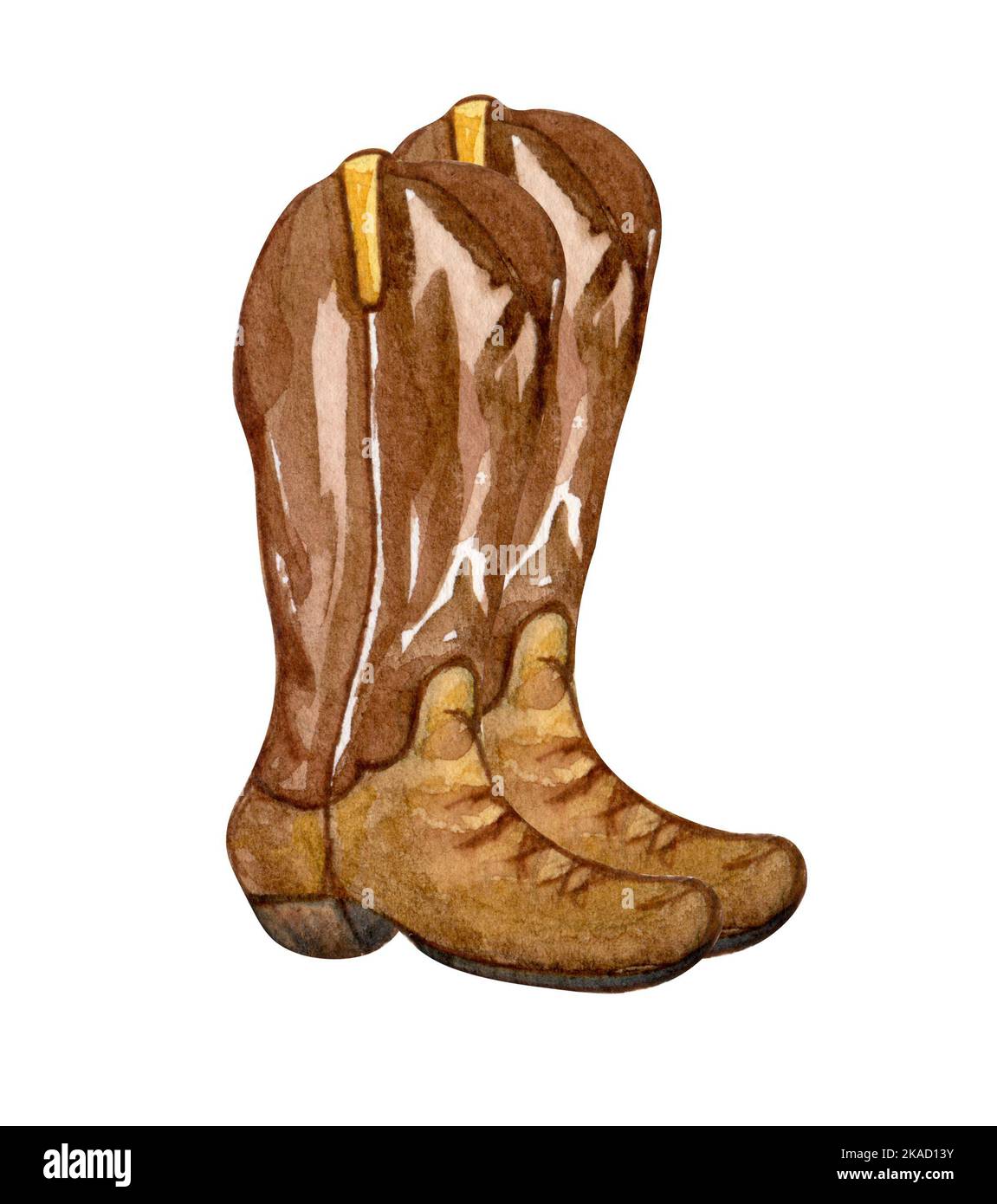 Watercolor western boots. Cowboy boot and sunflowers. Farmhouse rustic ...