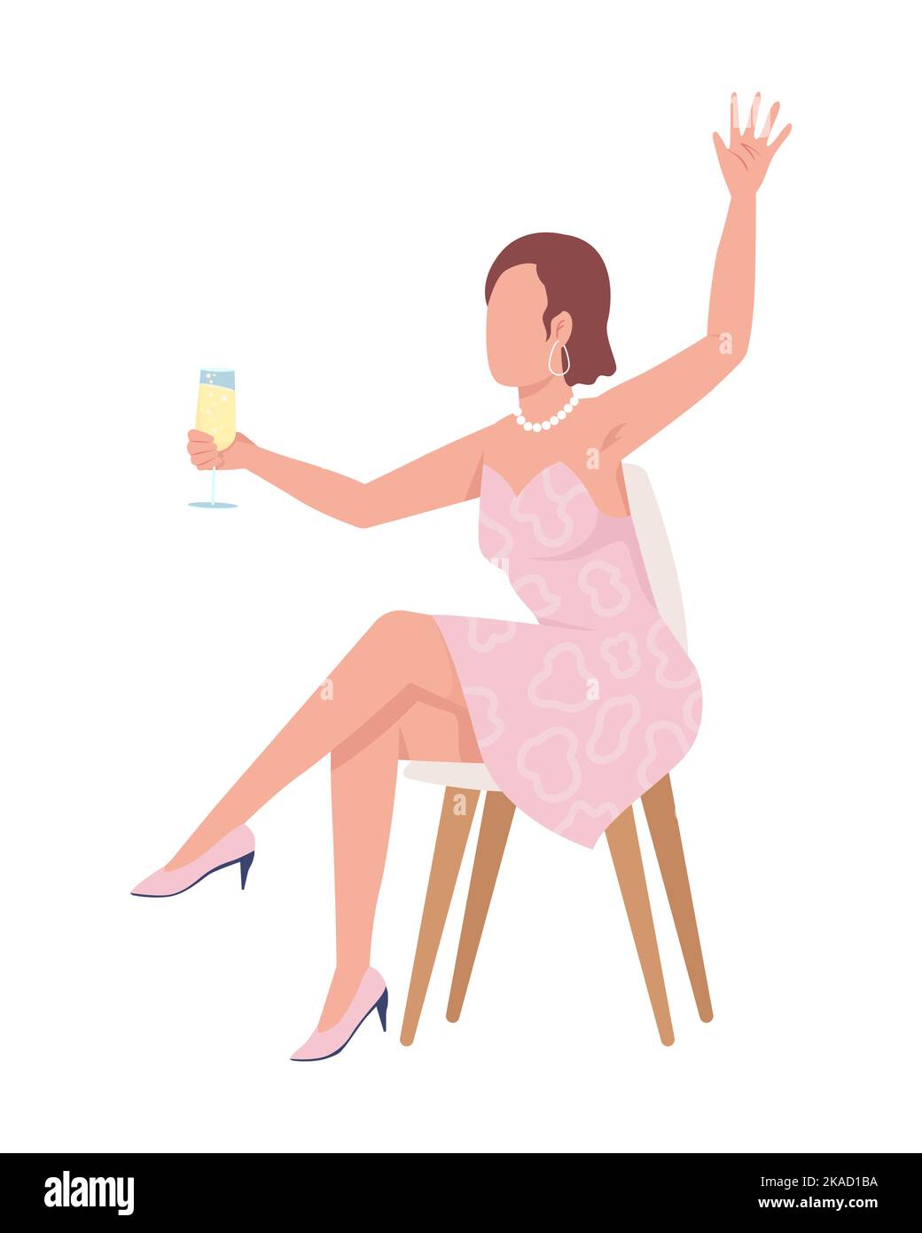 Lady in beautiful dress semi flat color vector character Stock Vector ...