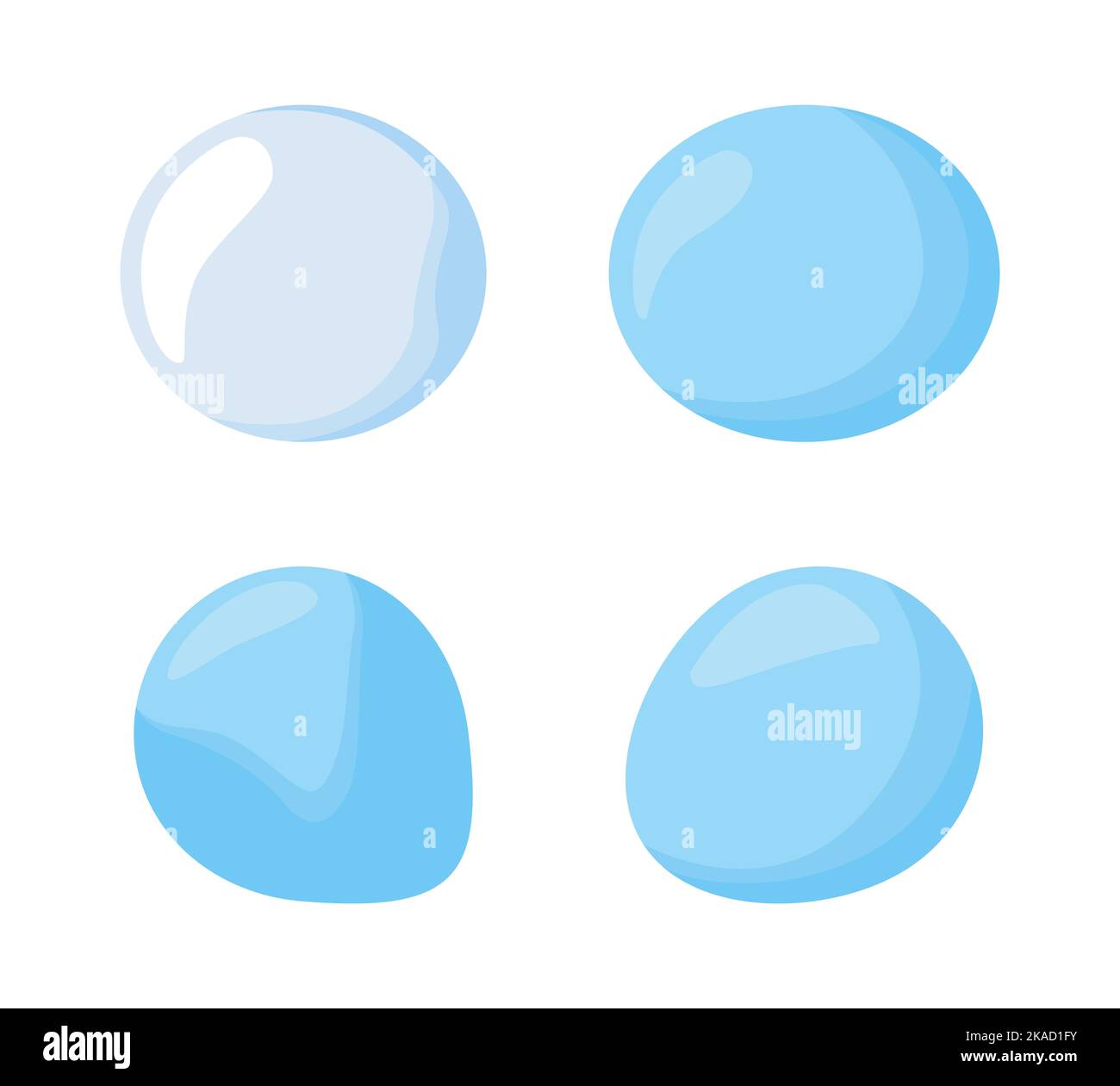 Blue Decorative Drops Semi Flat Color Vector Objects Set Stock Vector Image And Art Alamy