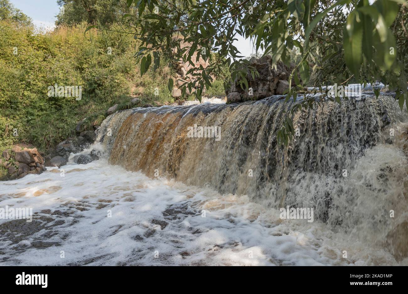 Small waterfall of river. Water fall with stones, rocks and water ...