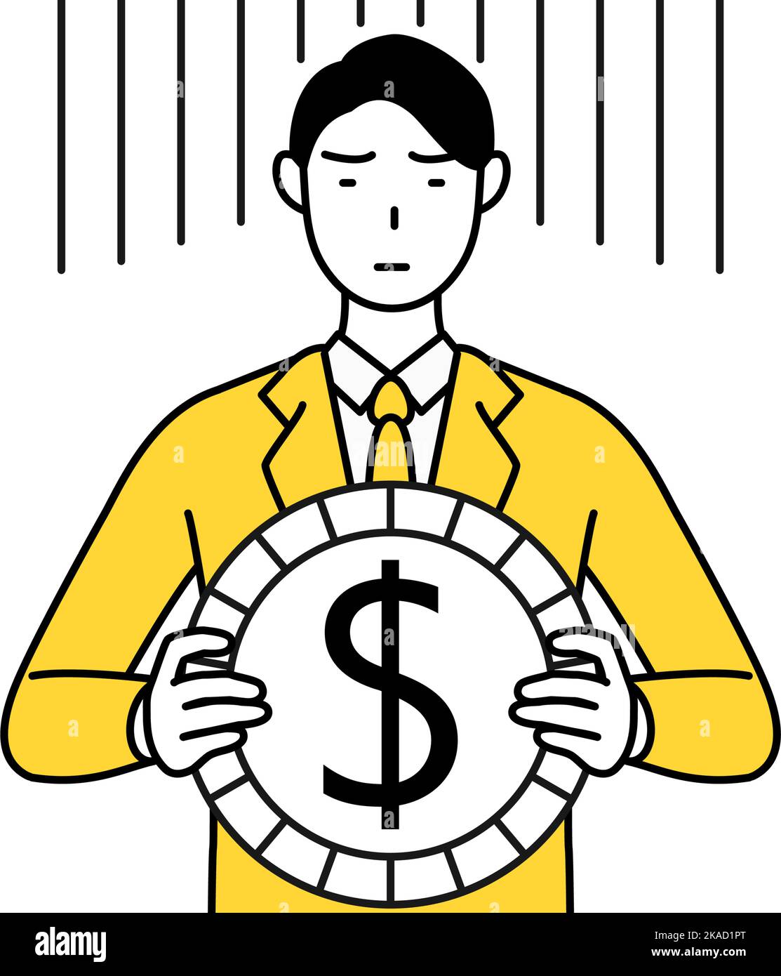 Simple line drawing illustration of a businessman in a suit, an image ...