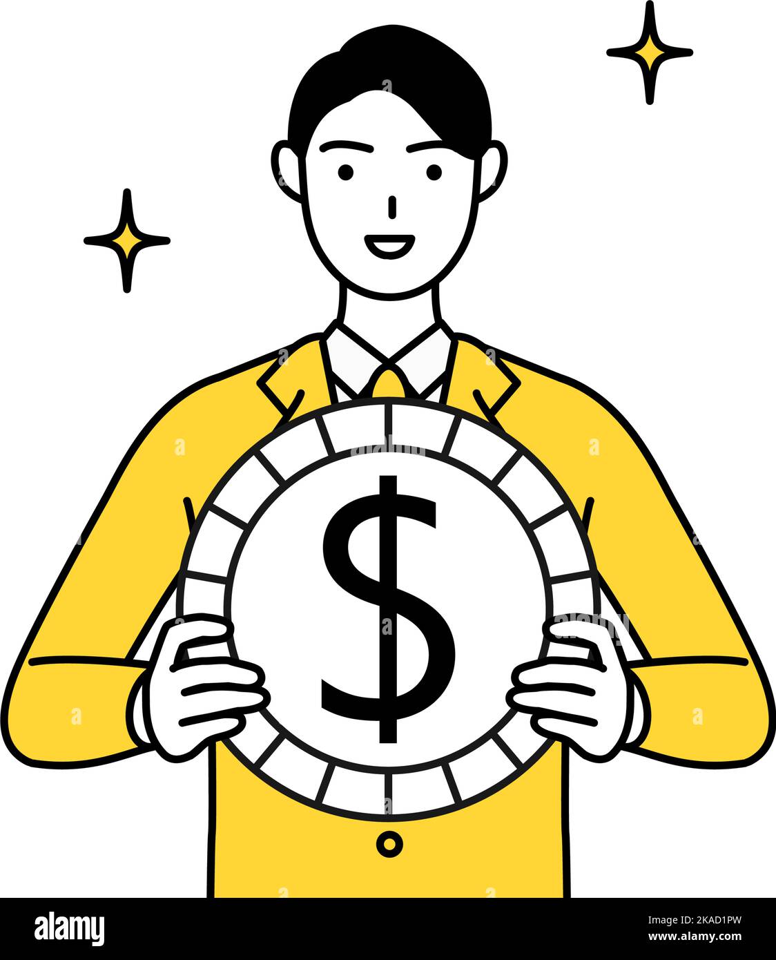 Simple line drawing illustration of a businessman in a suit, with ...