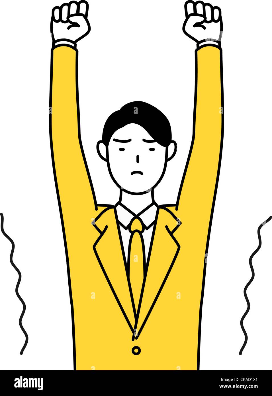 Simple line drawing illustration of a businessman in a suit stretching ...