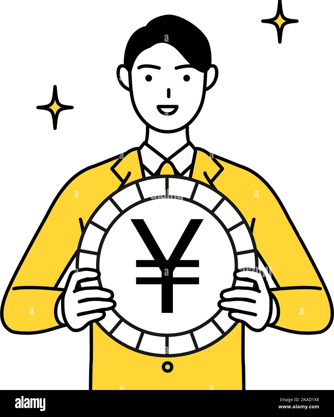 Simple line drawing illustration of a businessman in a suit, an image ...