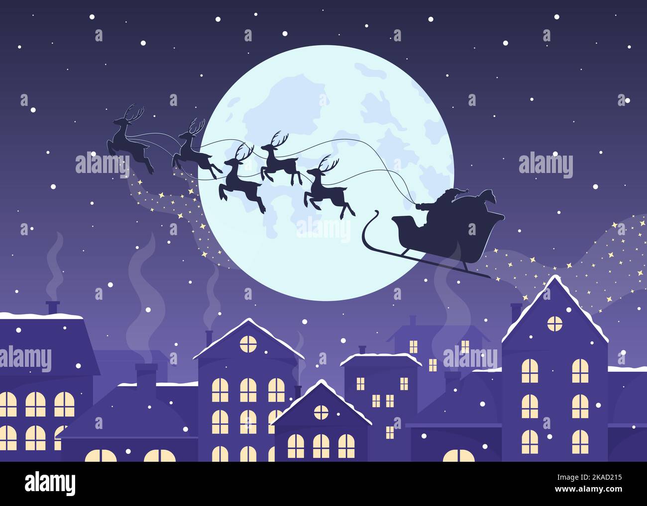Animation santa sleigh reindeer silhouette hi-res stock photography and ...