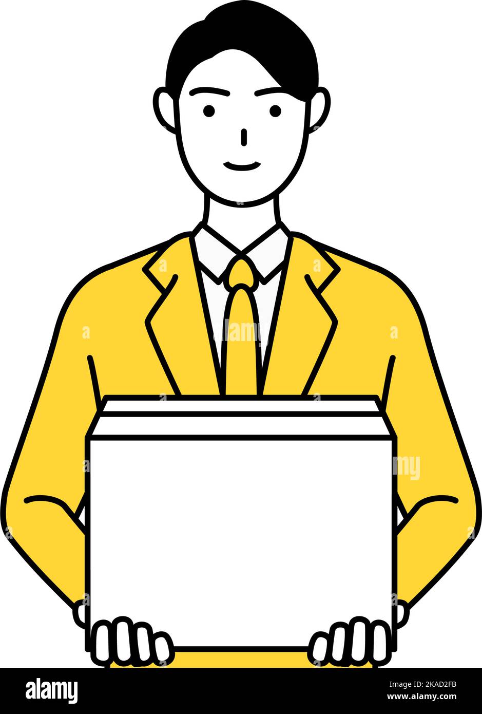 Simple line drawing illustration of a businessman in a suit carrying ...