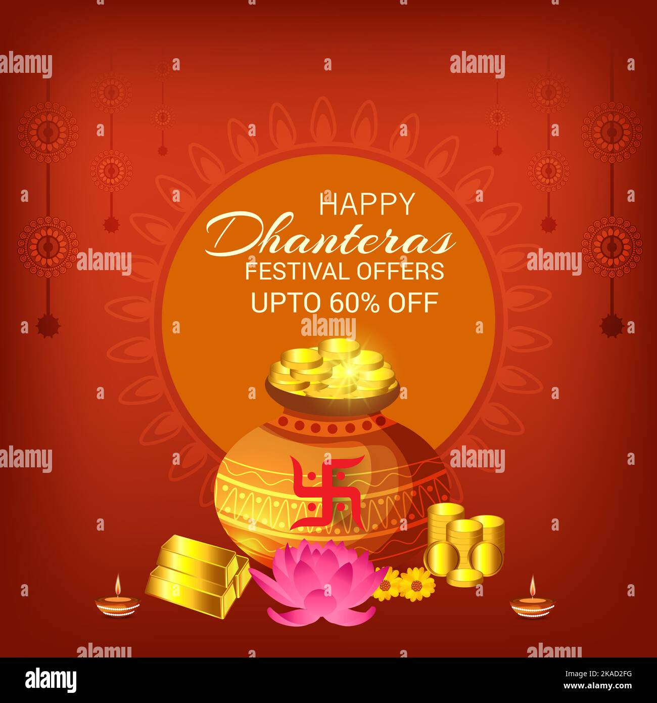 Vector illustration of celebration background indian dhanteras diwali ...