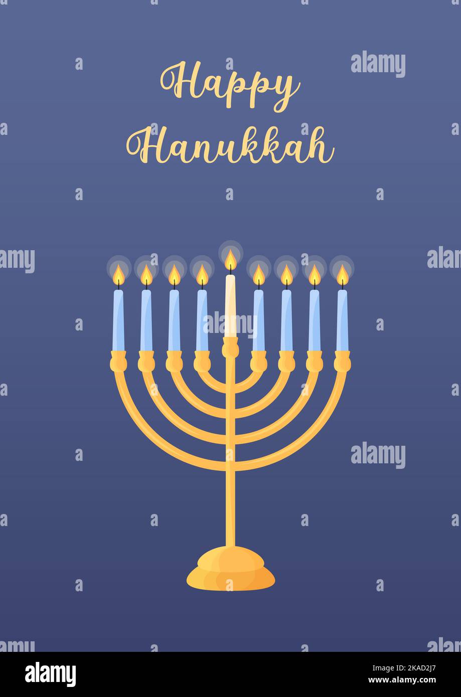 Hanukkah greeting card. Vector illustration with traditional Jewish ...