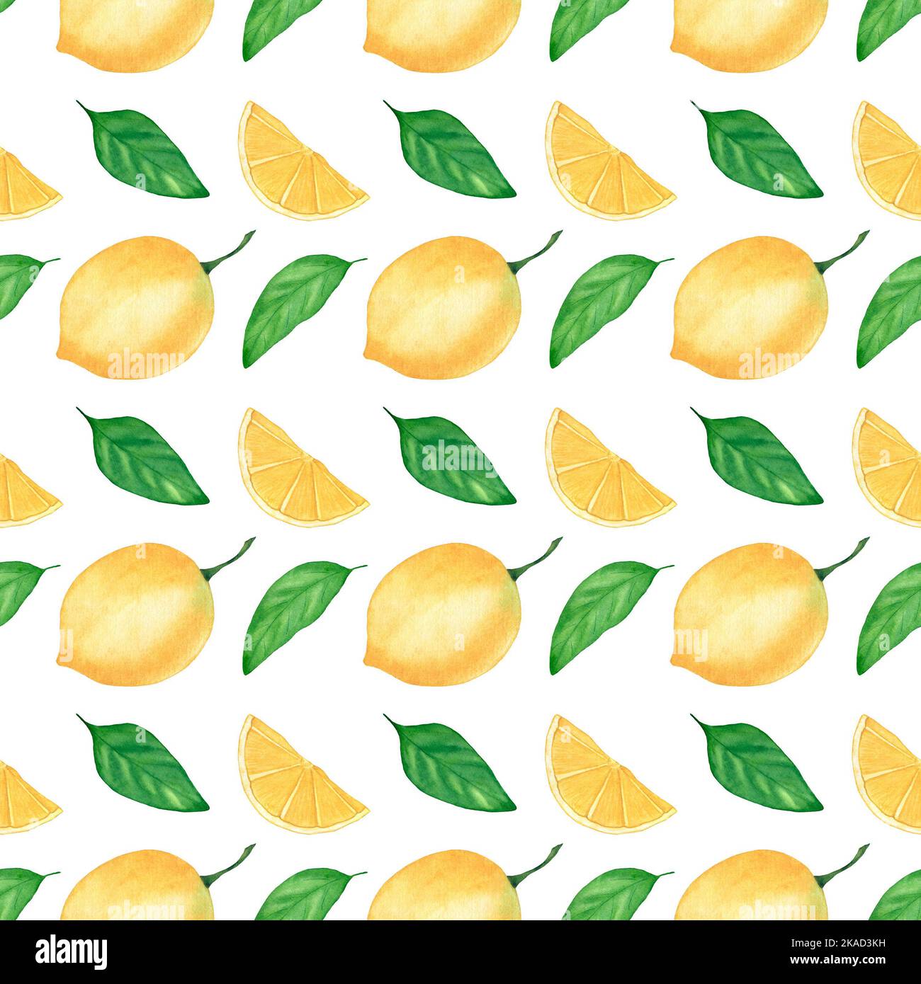 Watercolor seamless pattern with lemons. Botanical illustration. An ...
