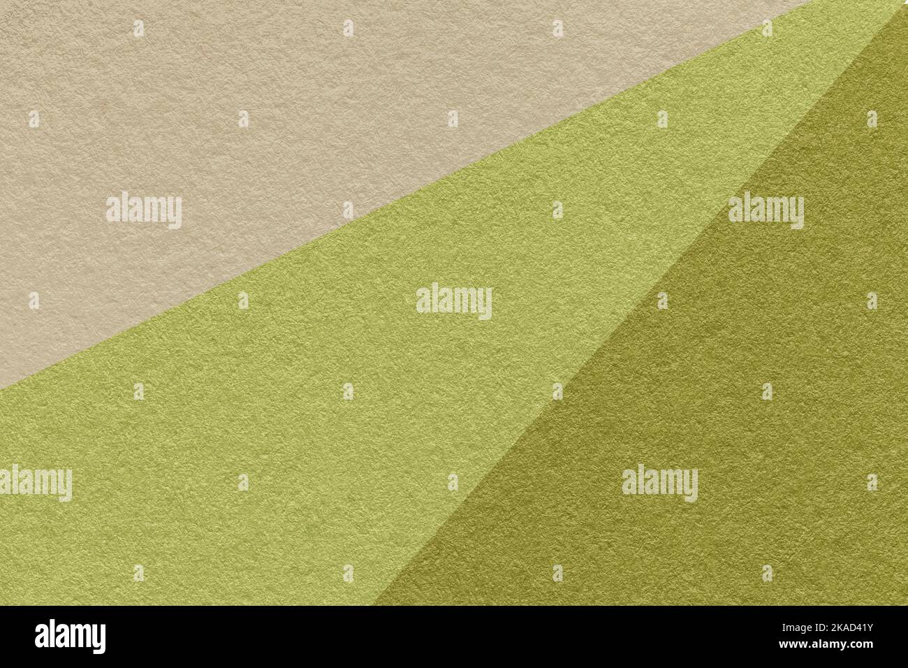 Texture of old craft beige and green color paper background, macro ...