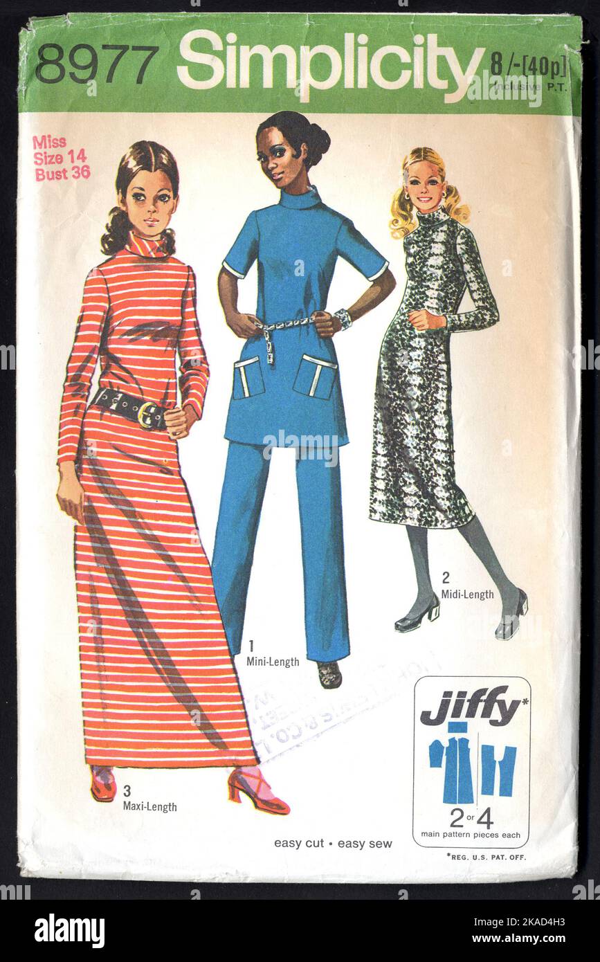 Simplicity dress pattern from 1969. Price 8/- (40p). Mini, midi and ...
