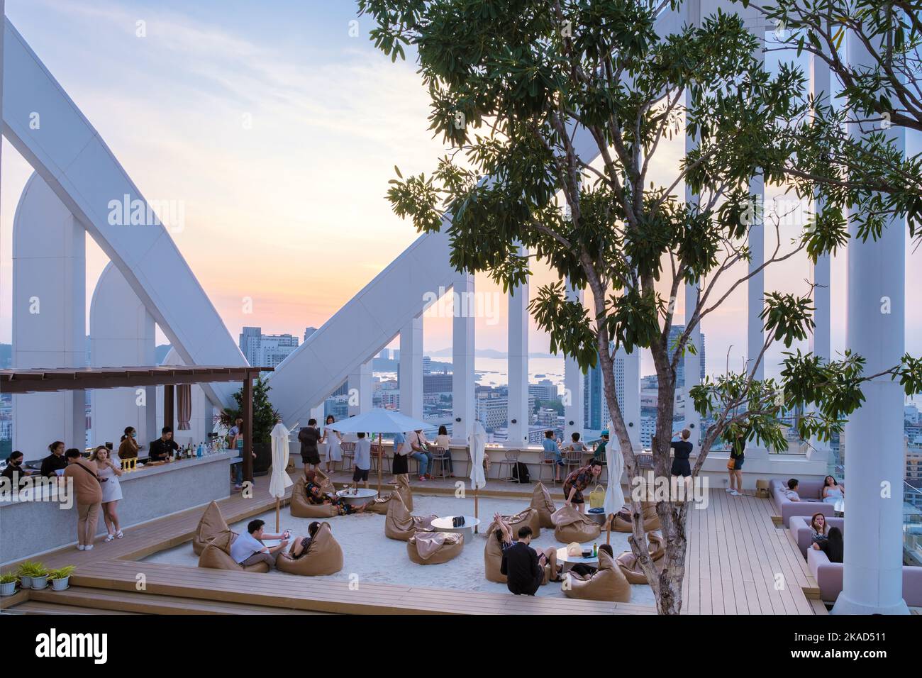 Arbour hotel Pattaya Thailand November 2022. Rooftop bar with beach ...