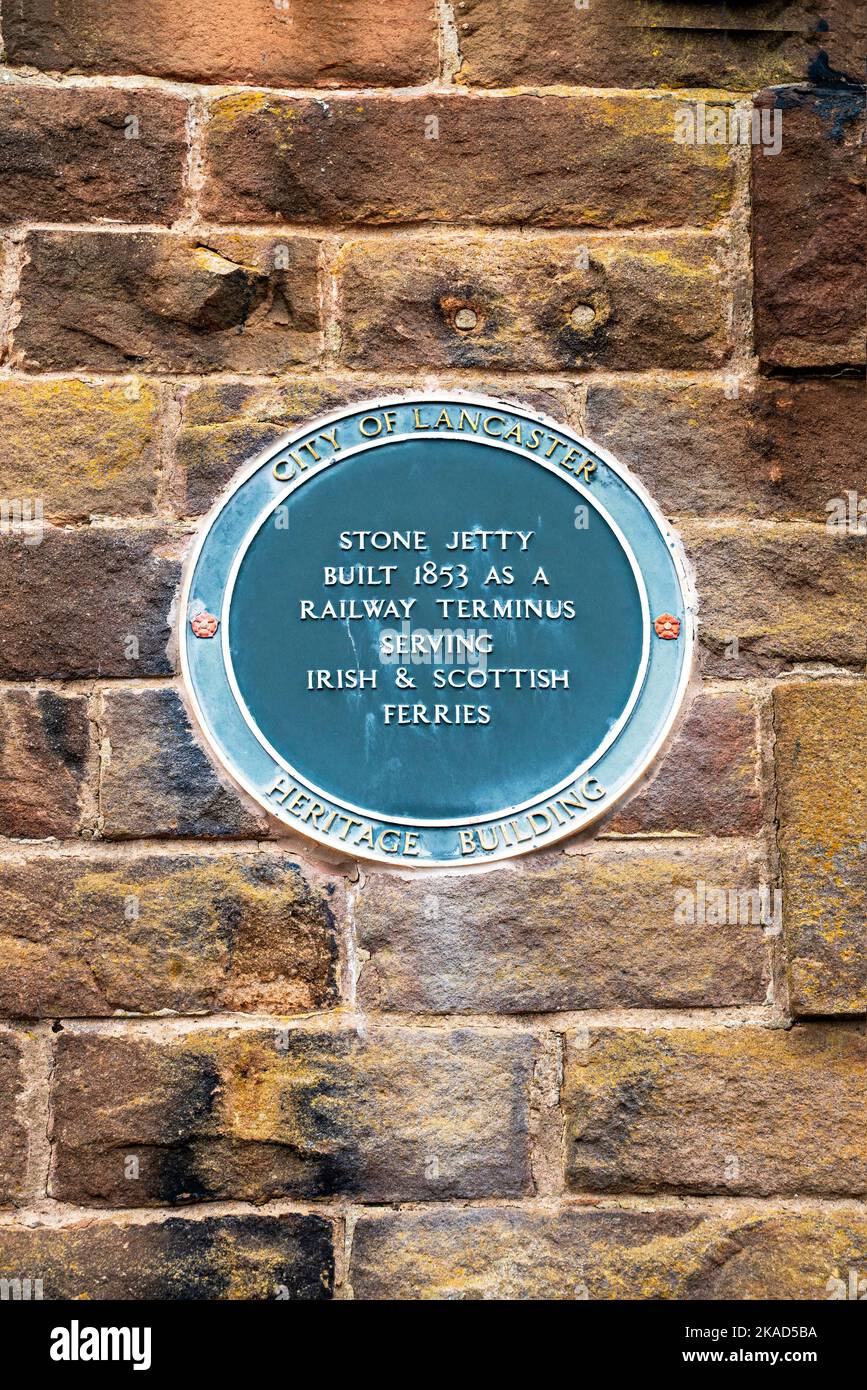 Stone Jetty Circular Plaque - Heritage Building,City of Lancaster Stock ...