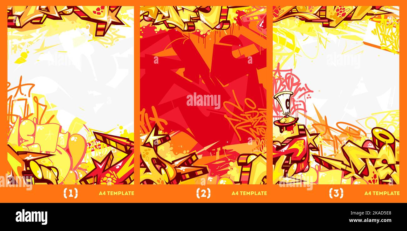 Colorful Abstract Urban Graffiti Style A4 Poster Vector Illustration ...