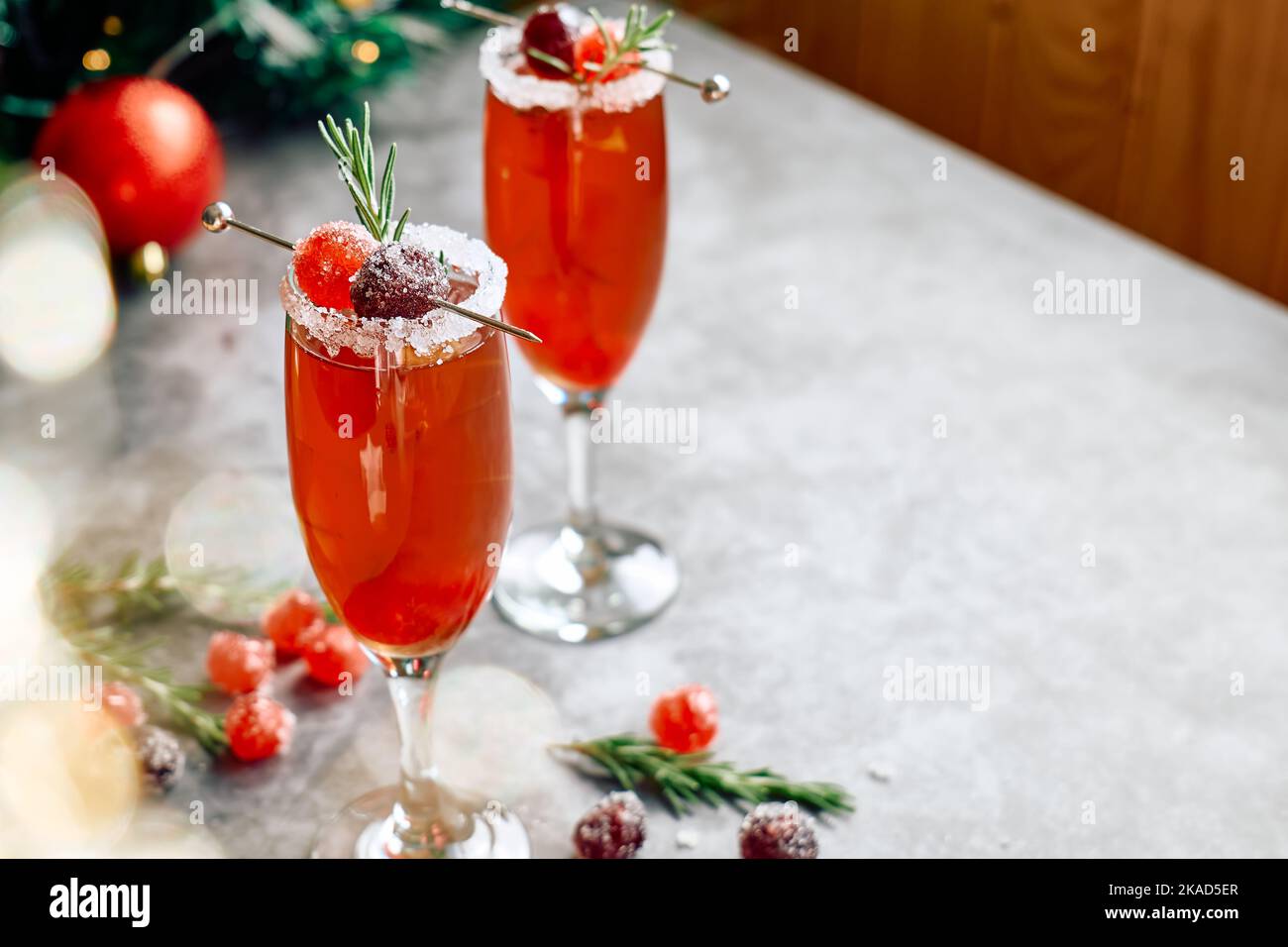 Christmas mimosa punch or cranberry margarita cocktail with cranberry ...
