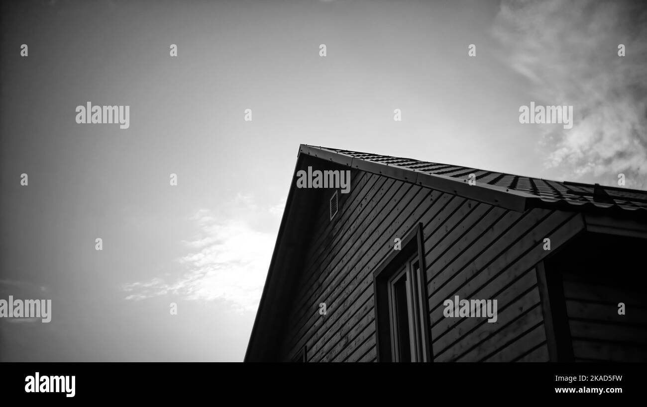 village houses behind the fence, in early spring Stock Photo - Alamy