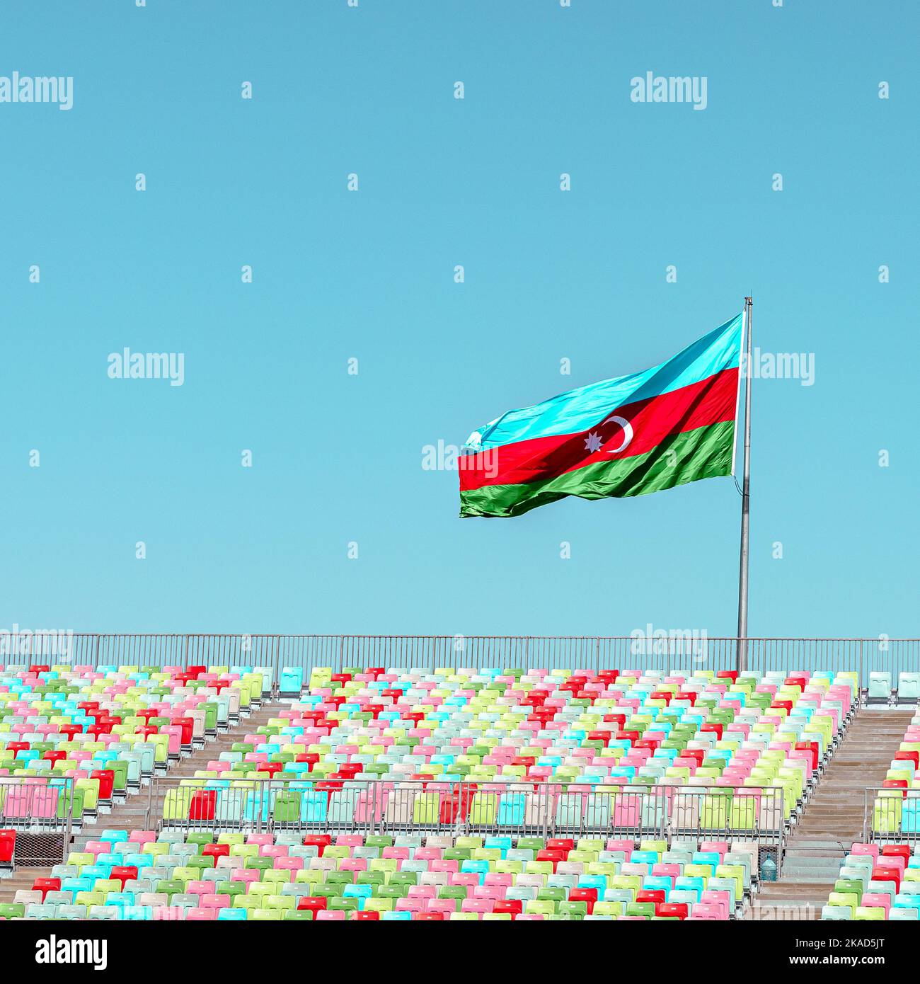 Azerbaijan Flag. The national flag of Azerbaijan. Horizontal tricolour ...