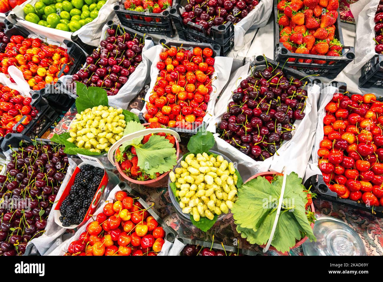 Green Market in Baku. Fresh fruit and vegetables at a traditional food ...