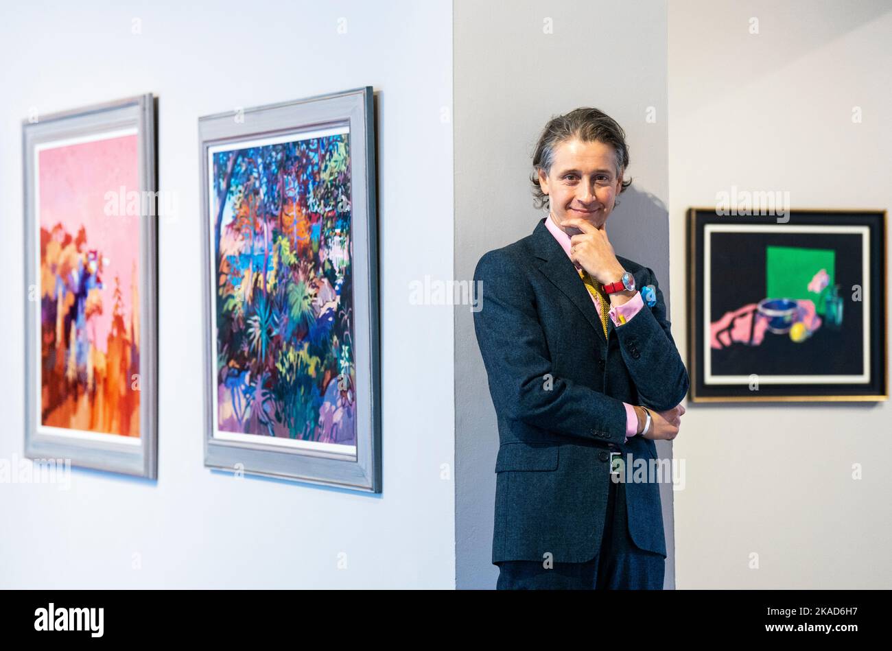 Scottish artist and broadcaster Lachlan Goudie alongside some of his ...