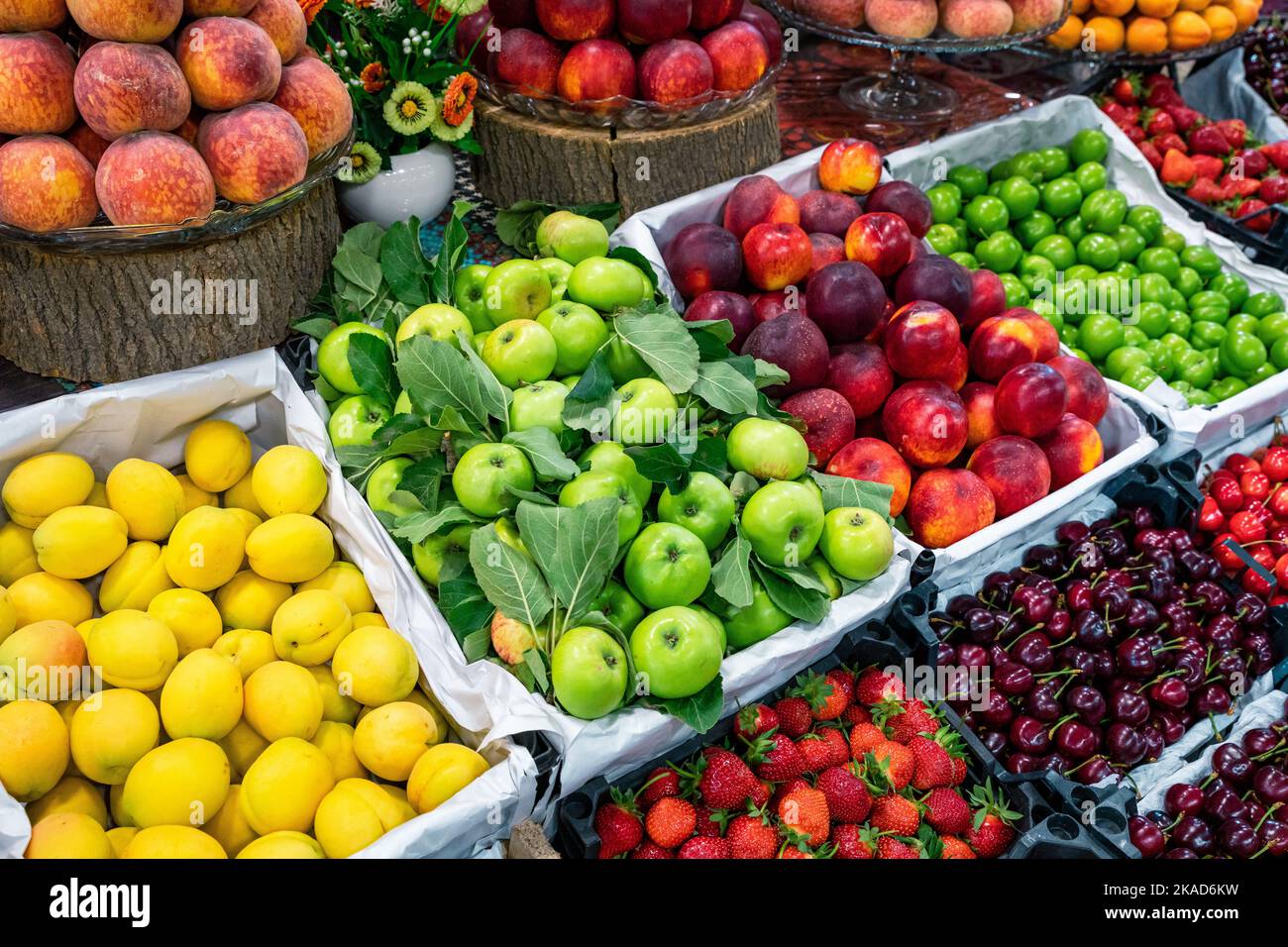 Green Market in Baku. Fresh fruit and vegetables at a traditional food ...
