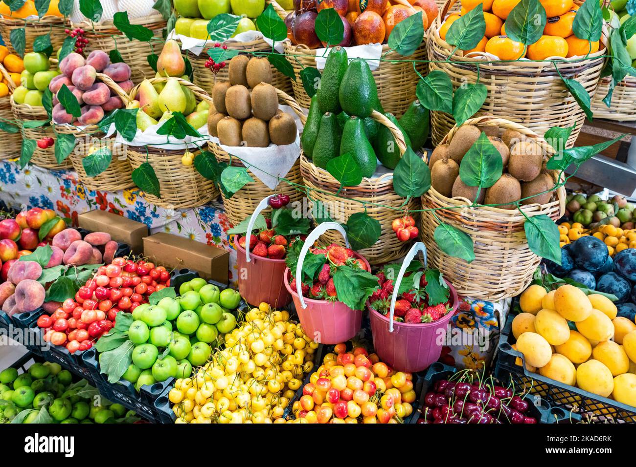 Green Market in Baku. Fresh fruit and vegetables at a traditional food ...