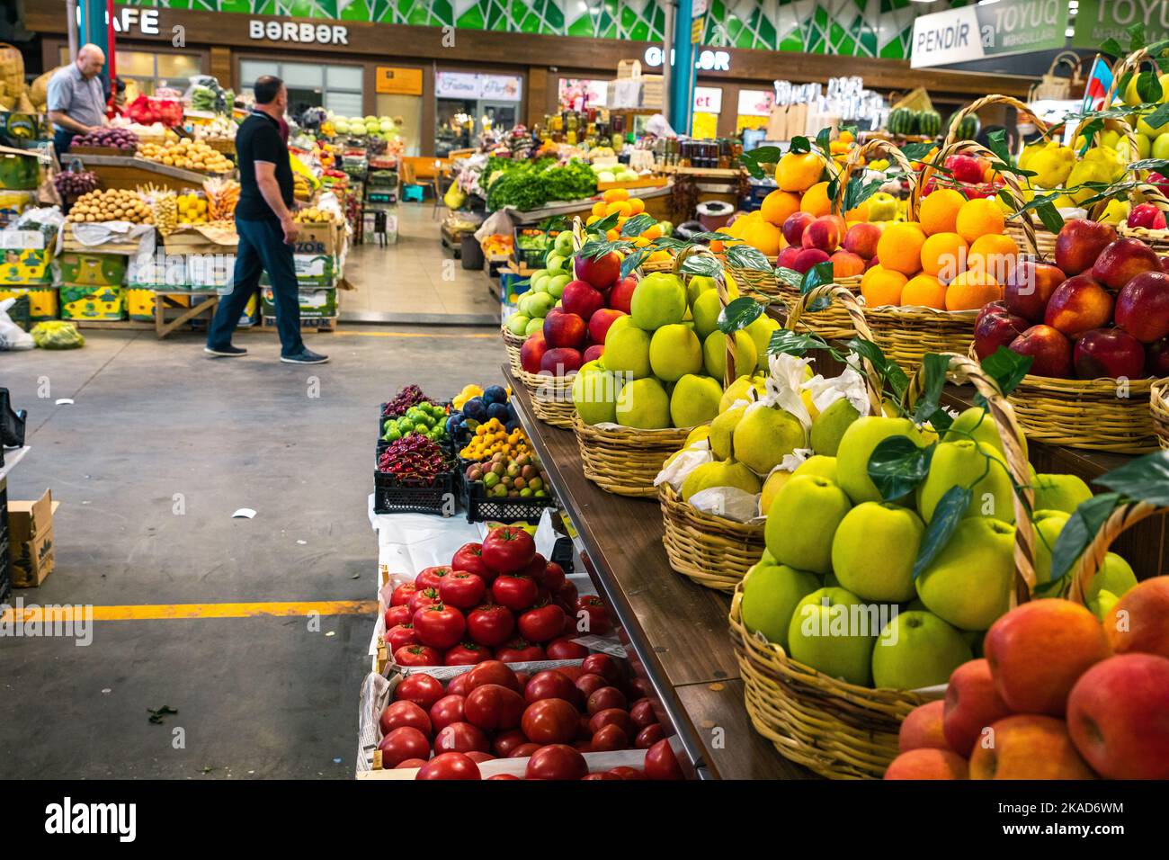 Green Market in Baku. Fresh fruit and vegetables at a traditional food ...