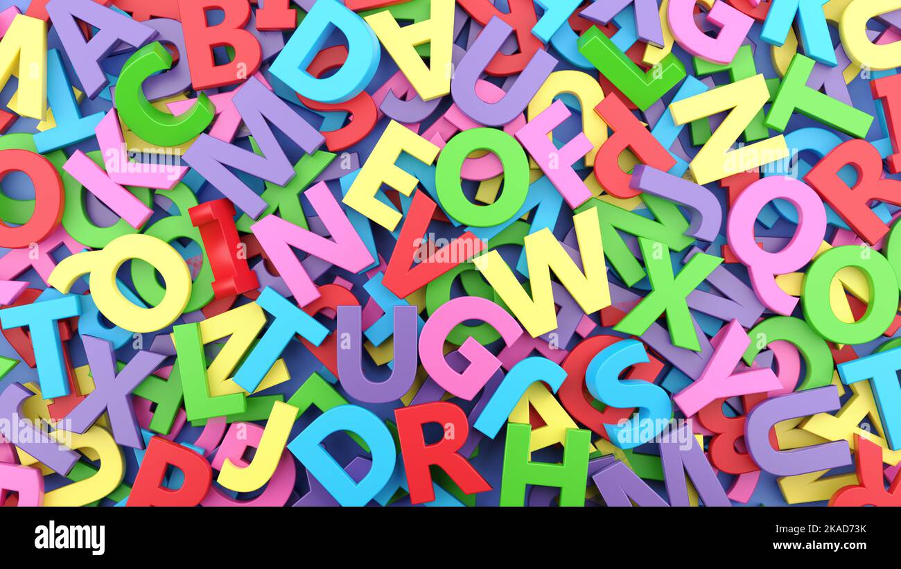 A scrambled colorful letters background. 3D Illustration Stock Photo ...