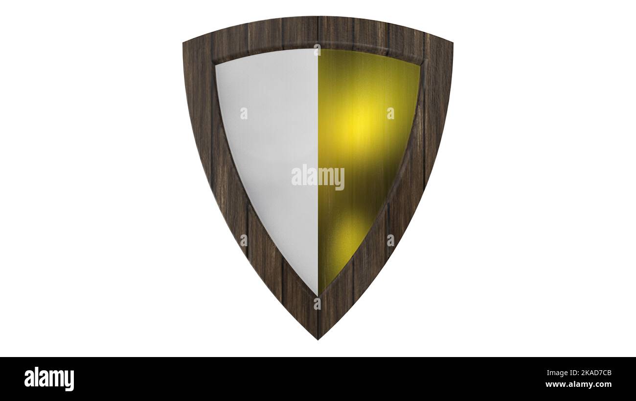 shield yellow white wood medieval 3d render illustration Stock Photo ...