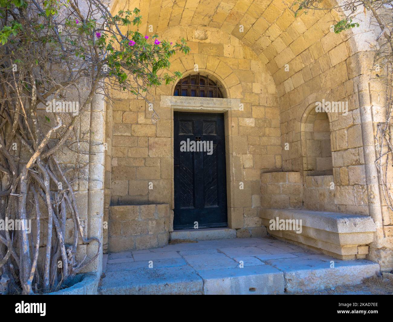 The byzantine monastery of Panagia Filerimos is located on a hill above ...
