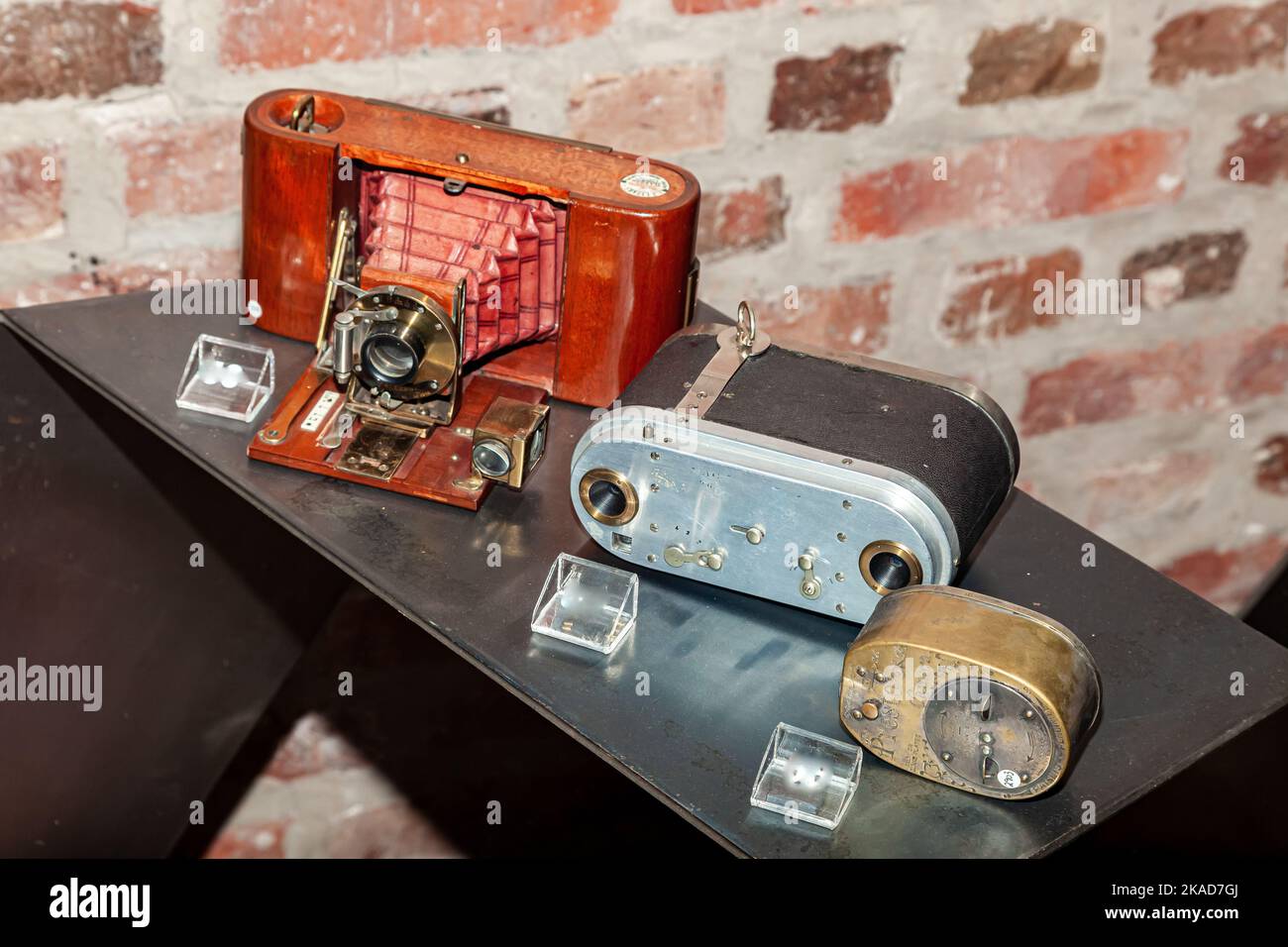 A closeup of an old-fashioned camera. Vintage technology Stock Photo ...