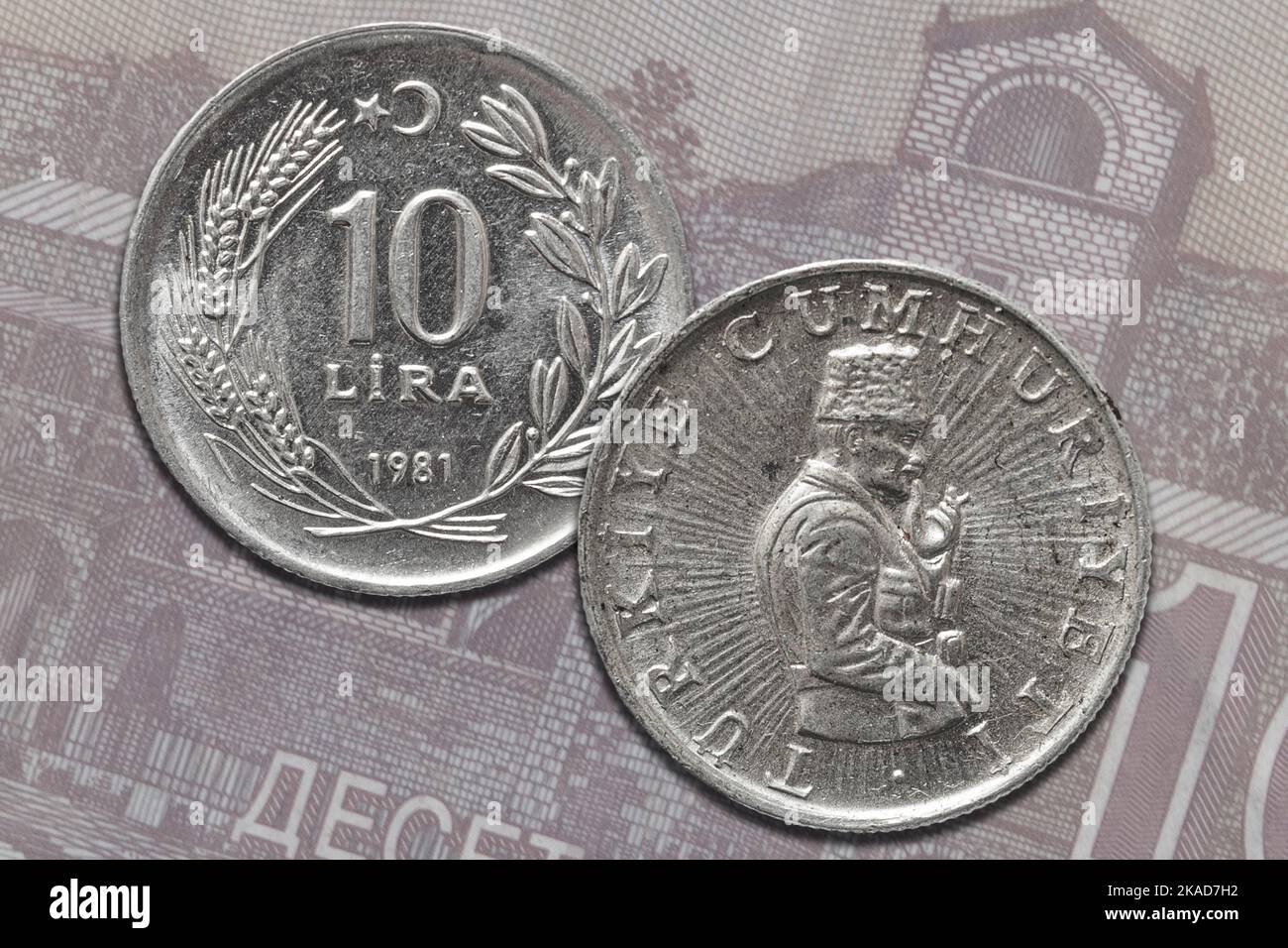 Turkish lira coin obverse and reverse. Currency of Turkey Stock Photo ...
