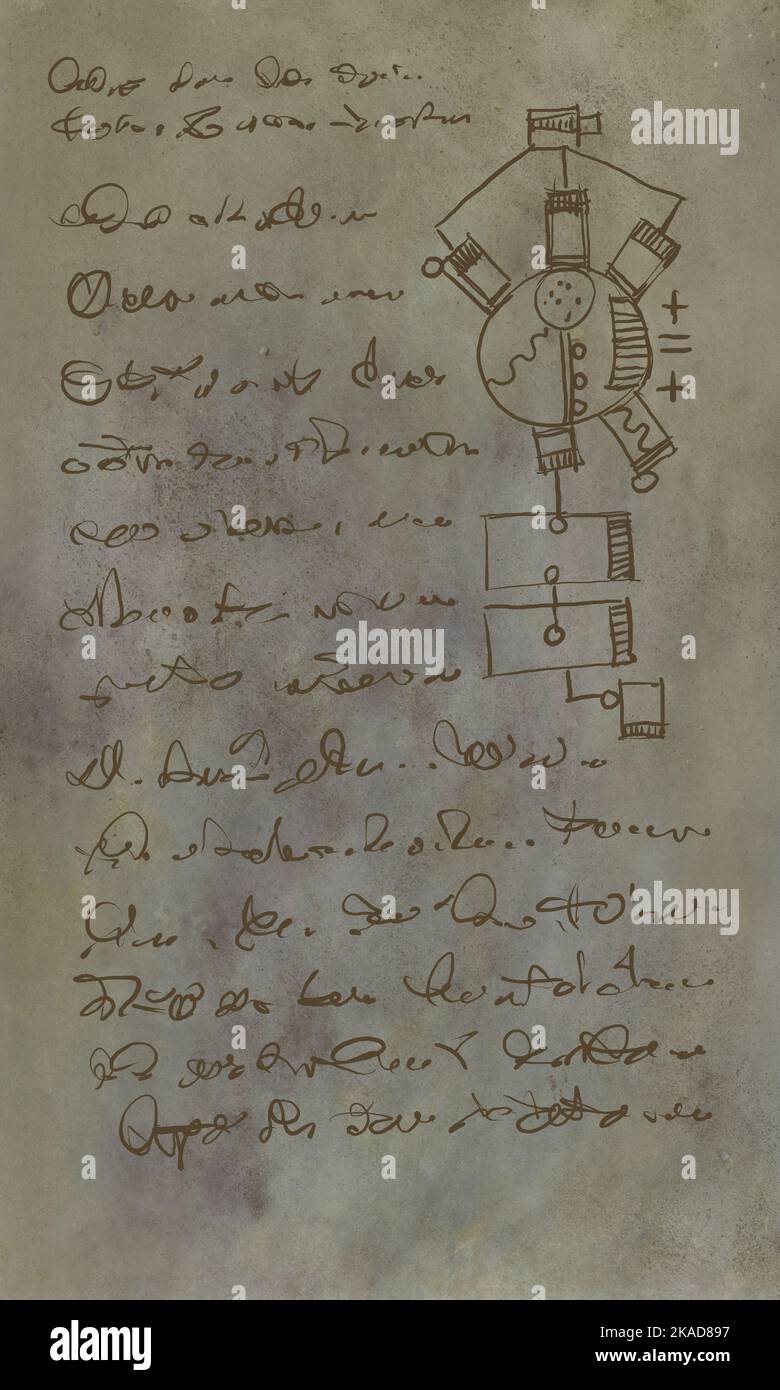 Abstract text. Imitation of a very old handwriting of an unknown ...