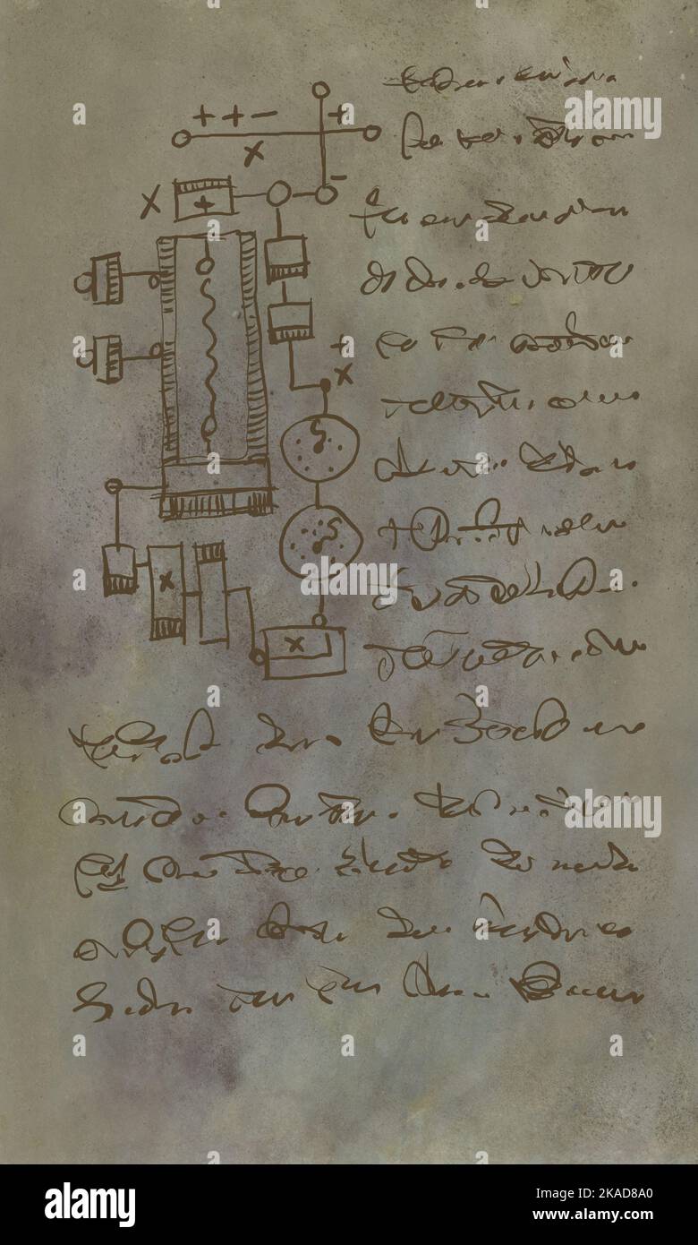 Abstract text. Imitation of a very old handwriting of an unknown ...