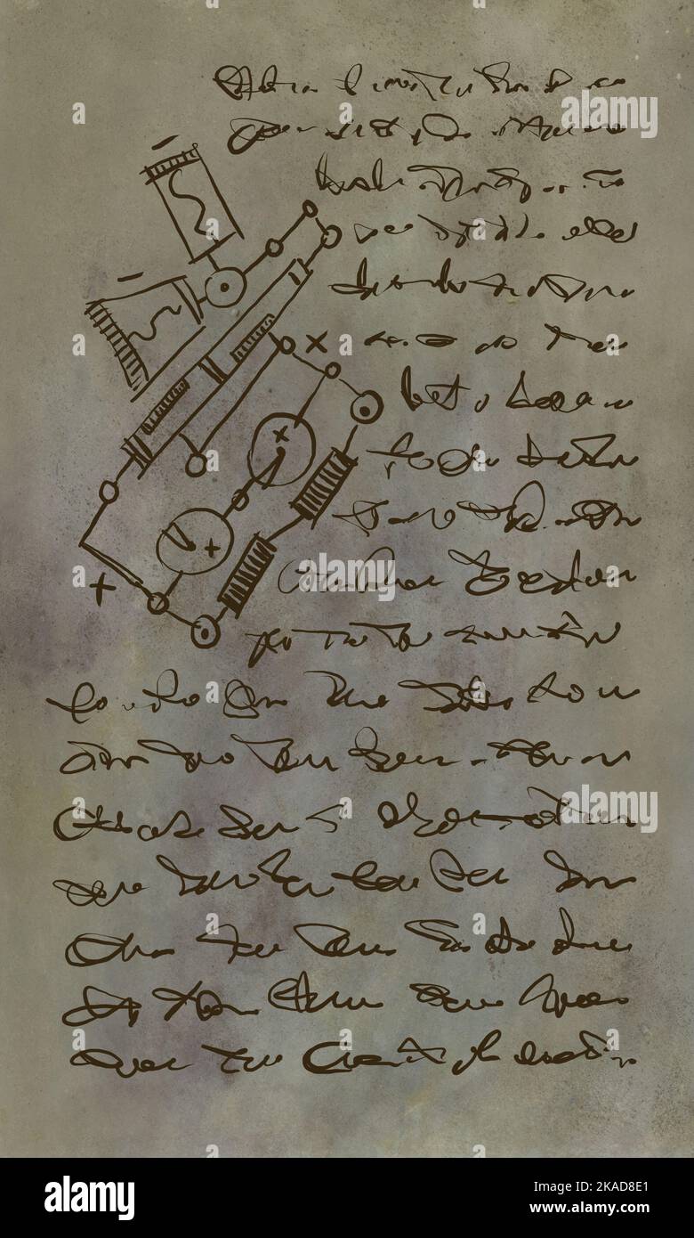 Abstract text. Imitation of a very old handwriting of an unknown ...