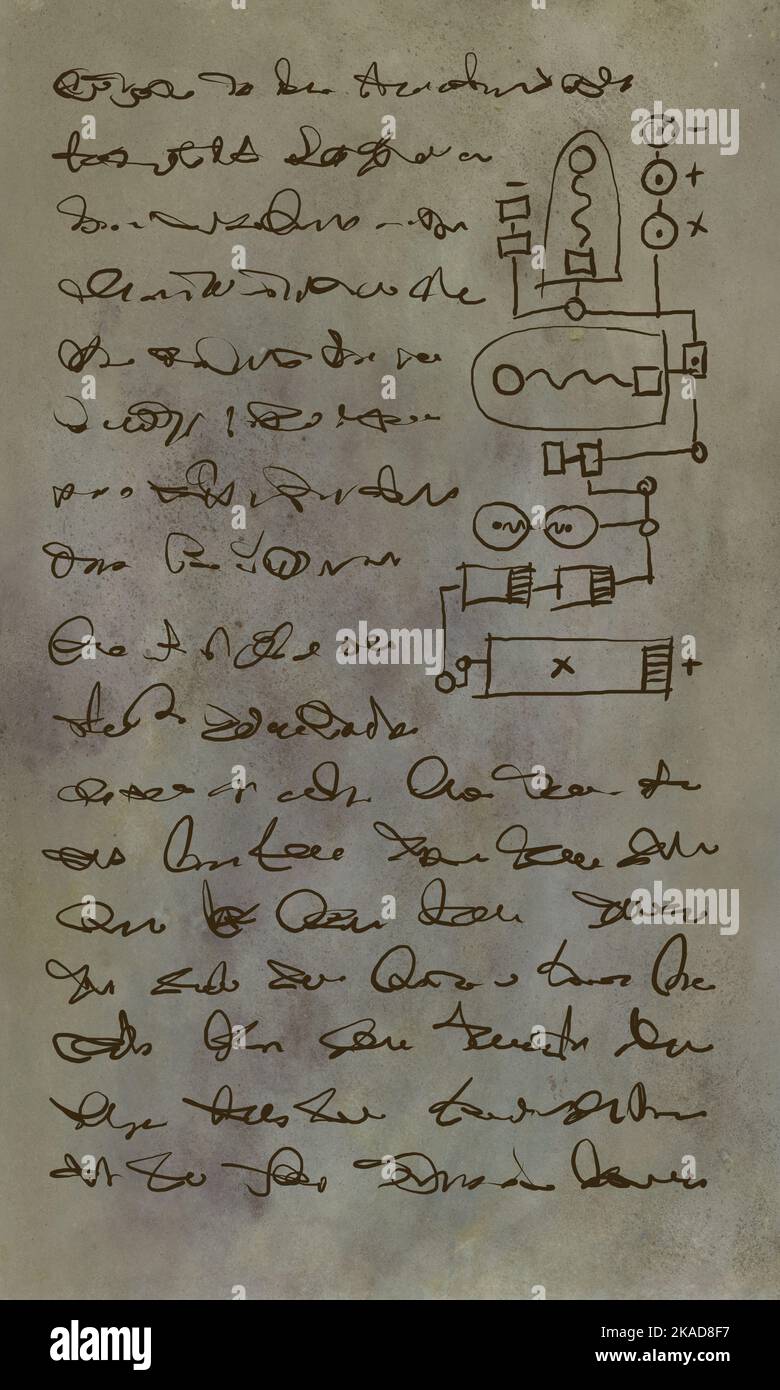 Abstract text. Imitation of a very old handwriting of an unknown ...