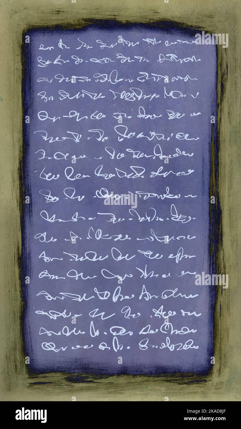Abstract text. Imitation of a very old handwriting of an unknown ...