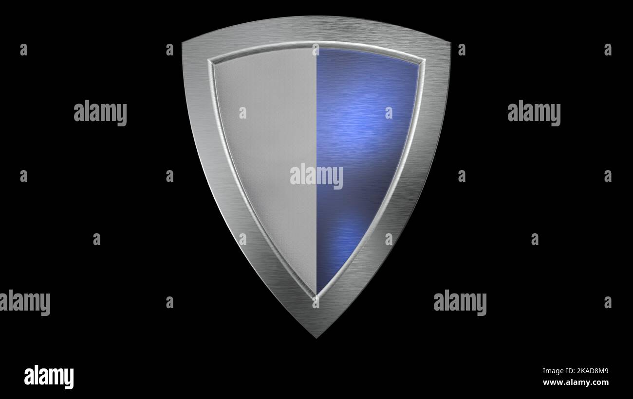 shield blue silver medieval 3d render illustration Stock Photo - Alamy