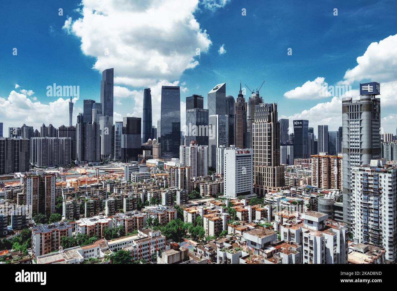 The Guangzhou cityscape against the blue sky. Also known as Canton ...