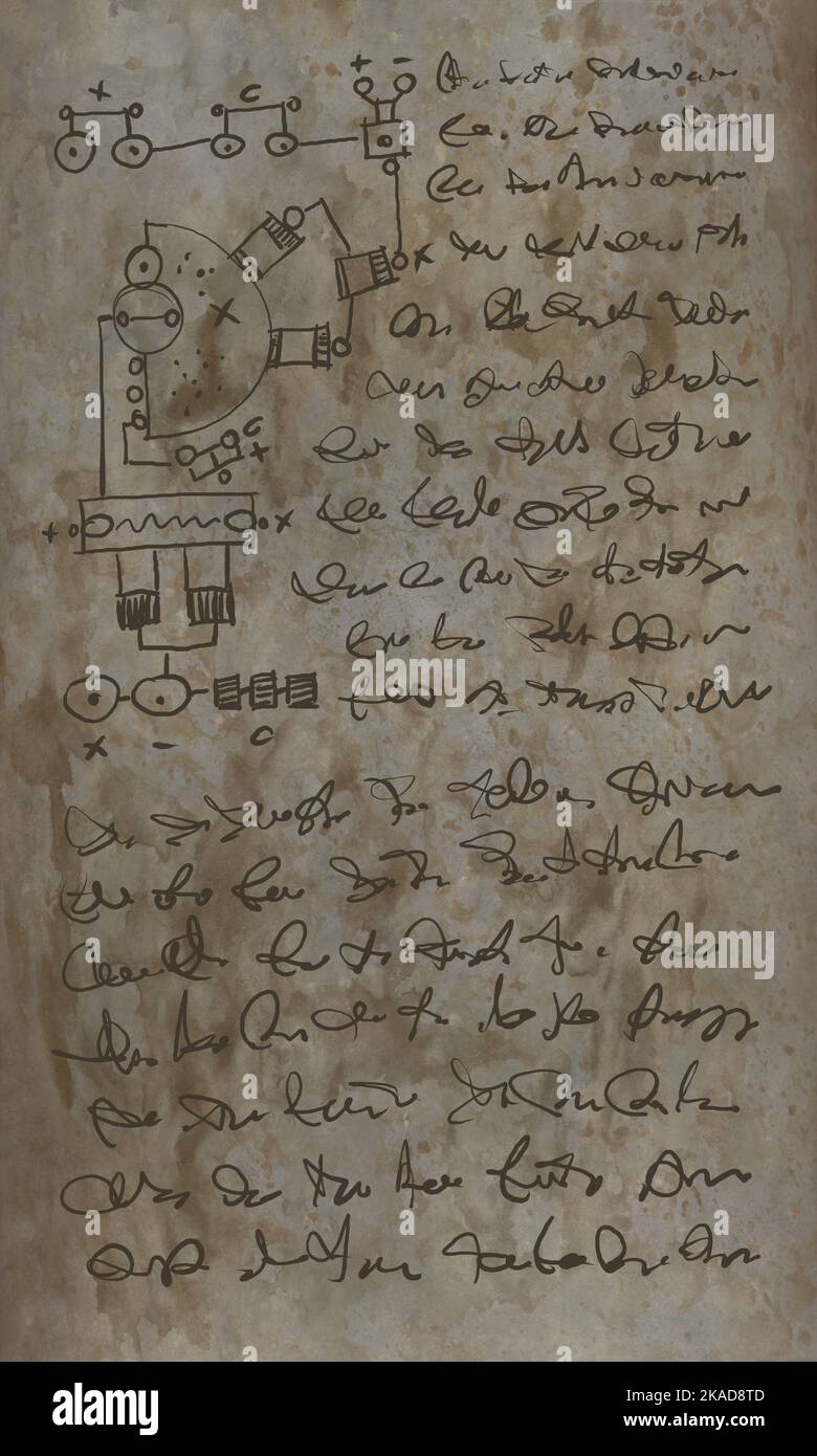 Abstract text. Imitation of a very old handwriting of an unknown ...