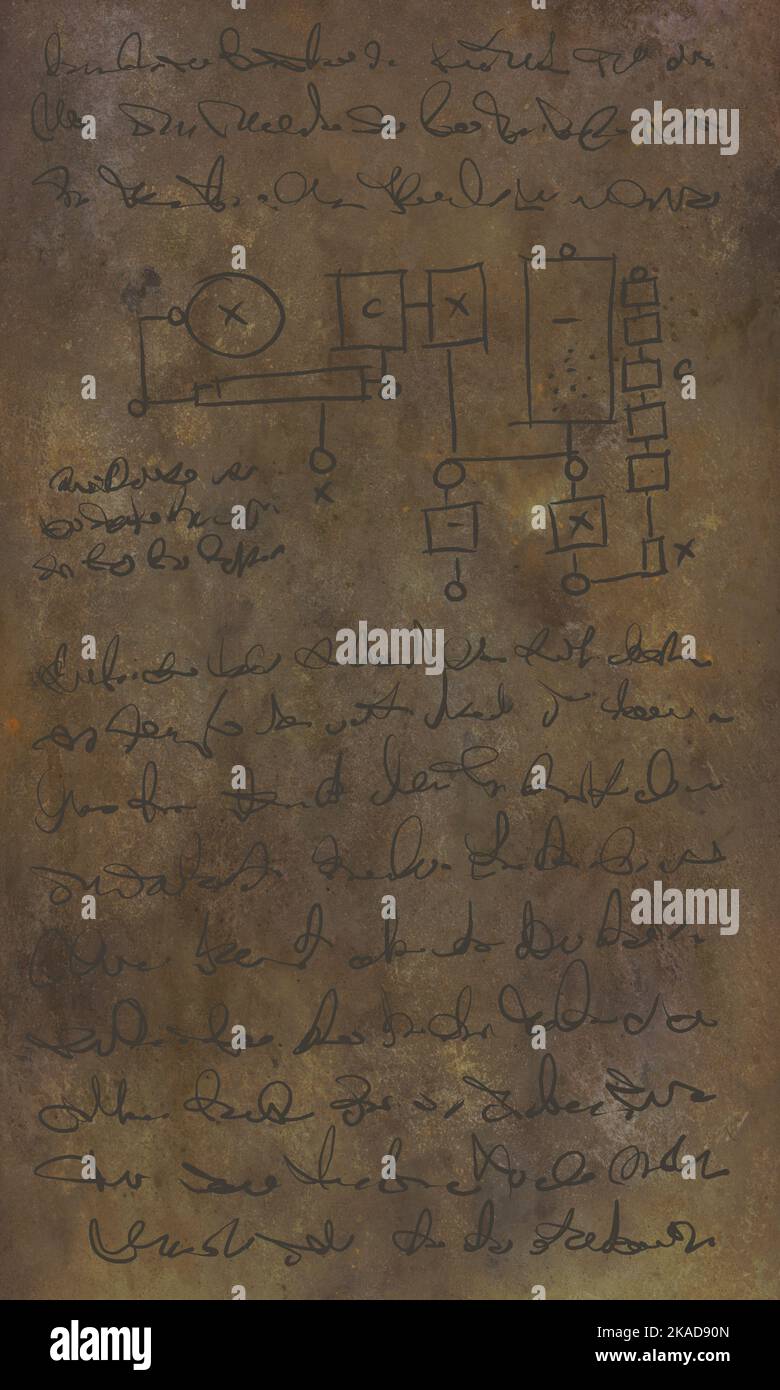 Abstract text. Imitation of a very old handwriting of an unknown ...